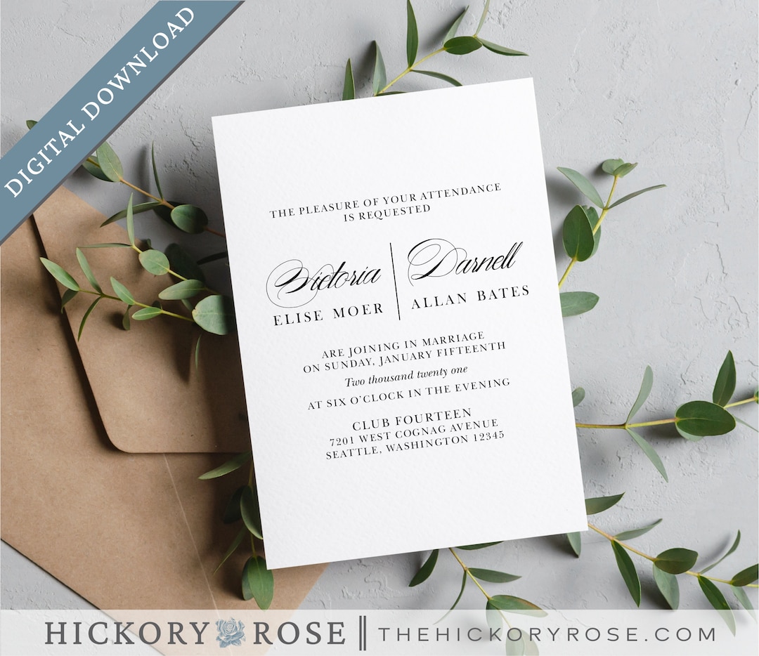 Editable Elegant Wedding Invitations, Editable Invitation Template ...