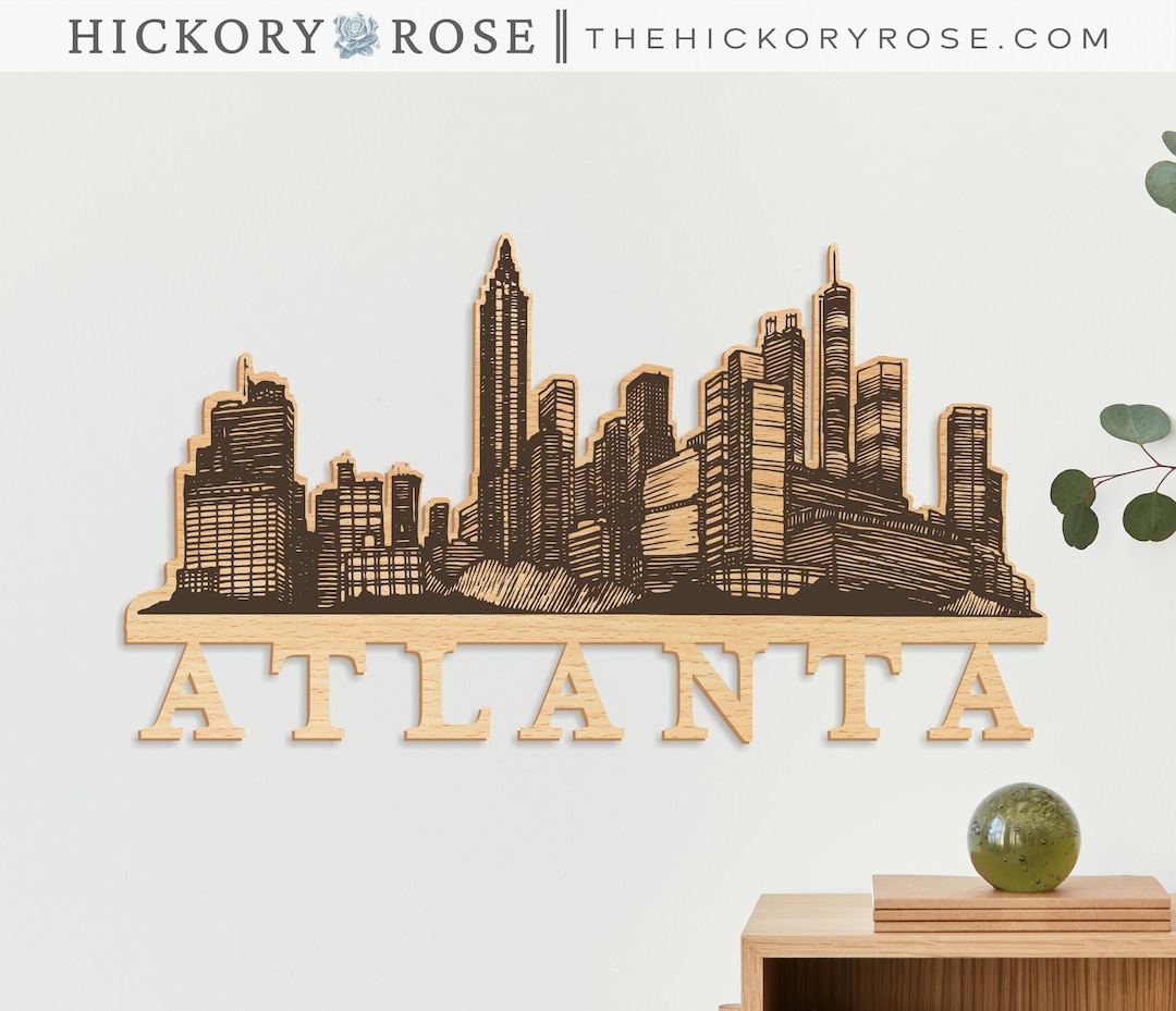 Wooden Skyline Cutout, Atlanta GA Skyline, Atlanta Skyline Wall Decor ...