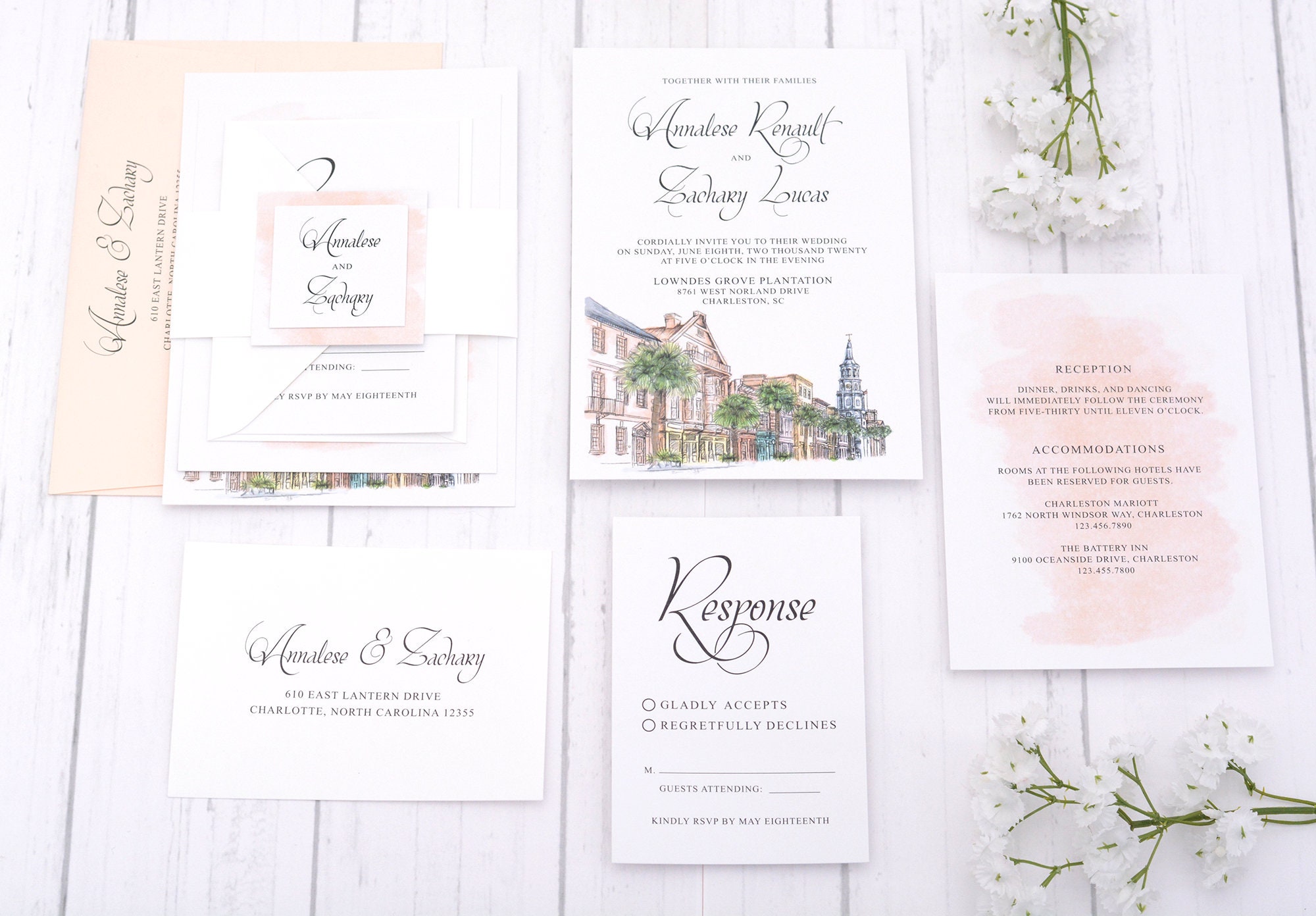 Charleston Wedding Invitation Set Charleston Destination | Etsy