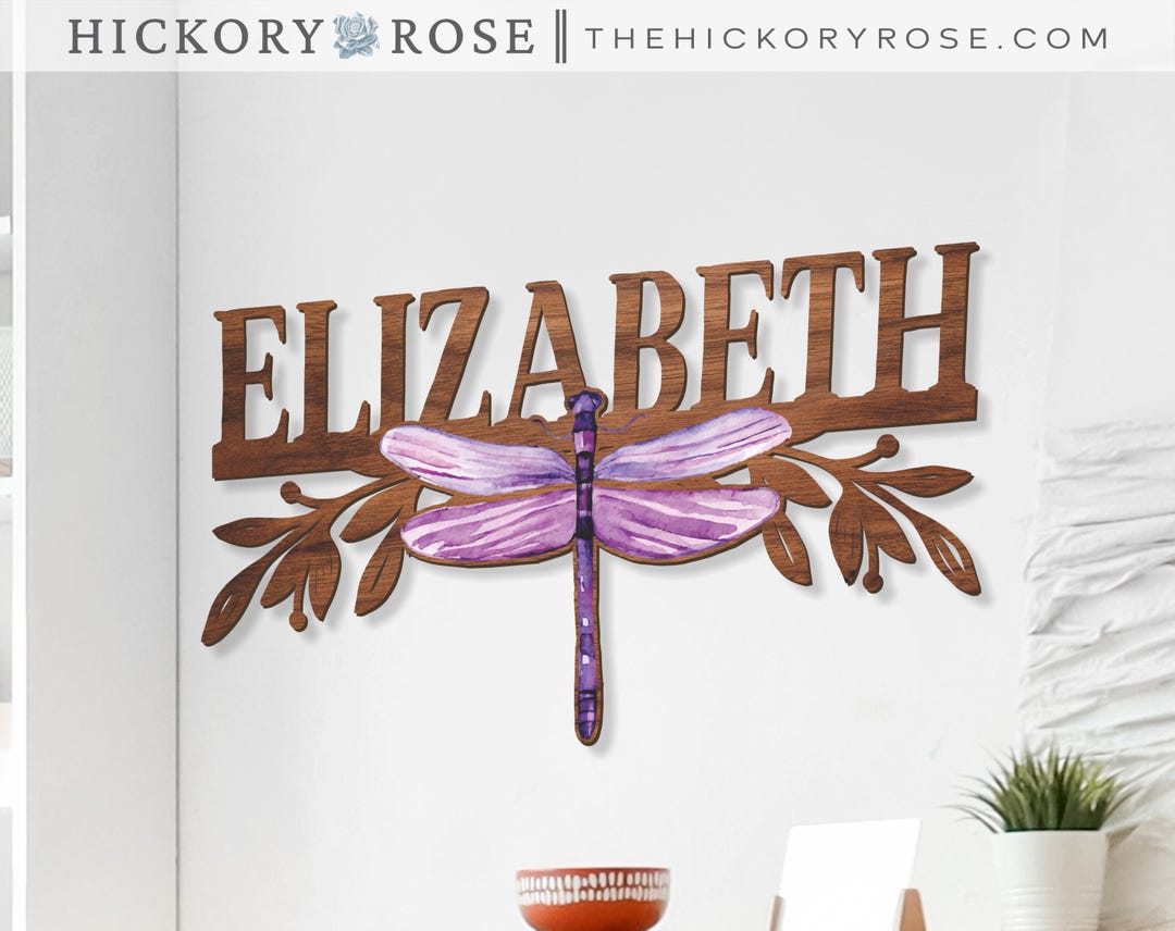 Wooden Name Cutout | Custom Laser Cut Name Sign, Dragonfly Name Sign ...