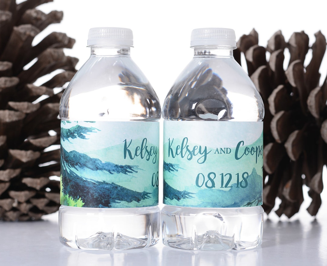 Rustic Wedding Water Labels Mountain Water Bottle Labels Mountain ...