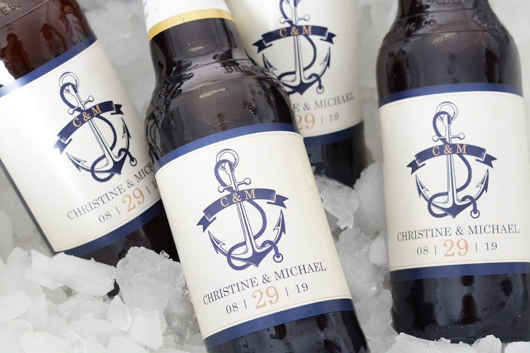 Nautical Wedding Beer Bottle Labels - Beer Labels - Custom Beer Bottle ...