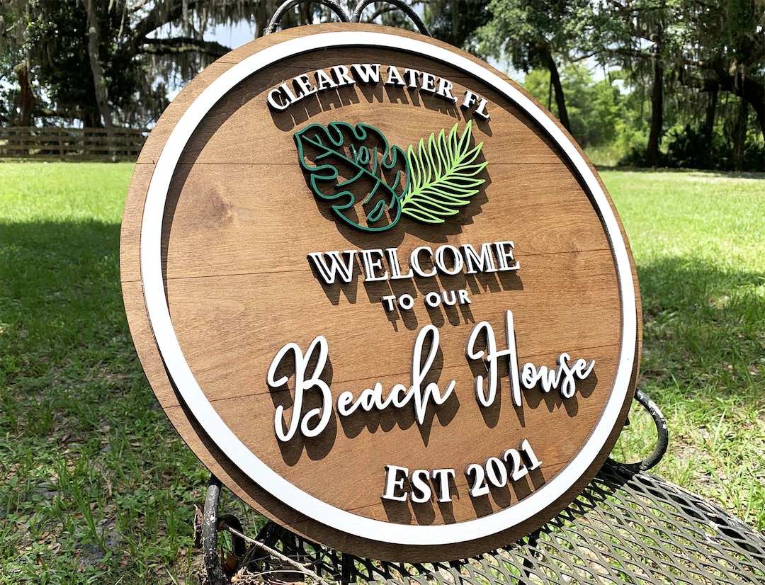 Beach House Name Sign, Custom Wood Sign, Beach Themed Gifts ...