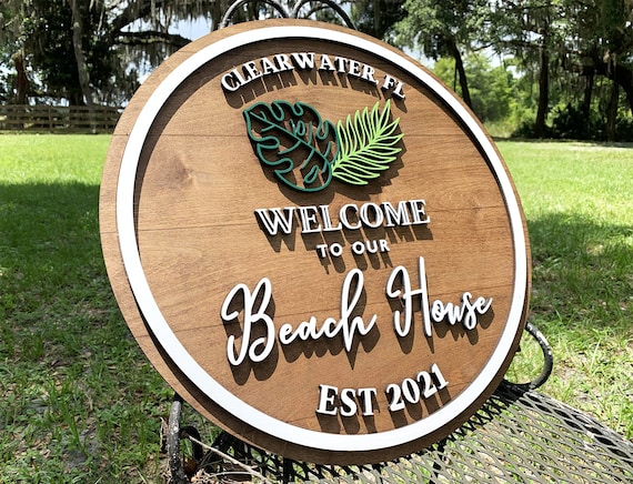Custom Beach House Sign, Round Wall Sign, Beach House Decor, Beach ...