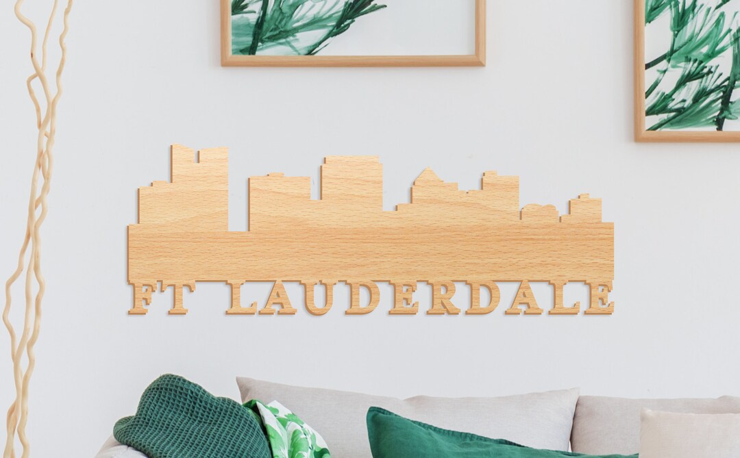 Fort Lauderdale Skyline Cutout, Wooden Skyline Sign, Florida Gifts, Ft ...