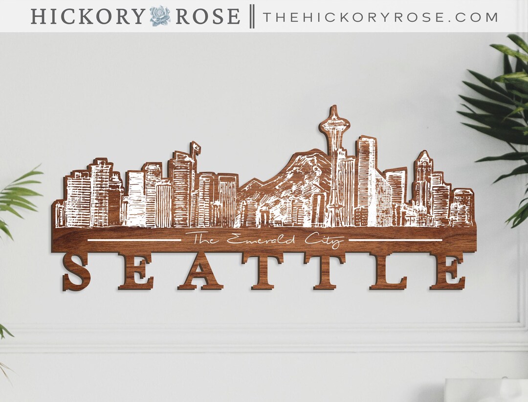 Wooden Skyline Cutout, Seattle Skyline, Seattle Art Wall Decor, Laser ...