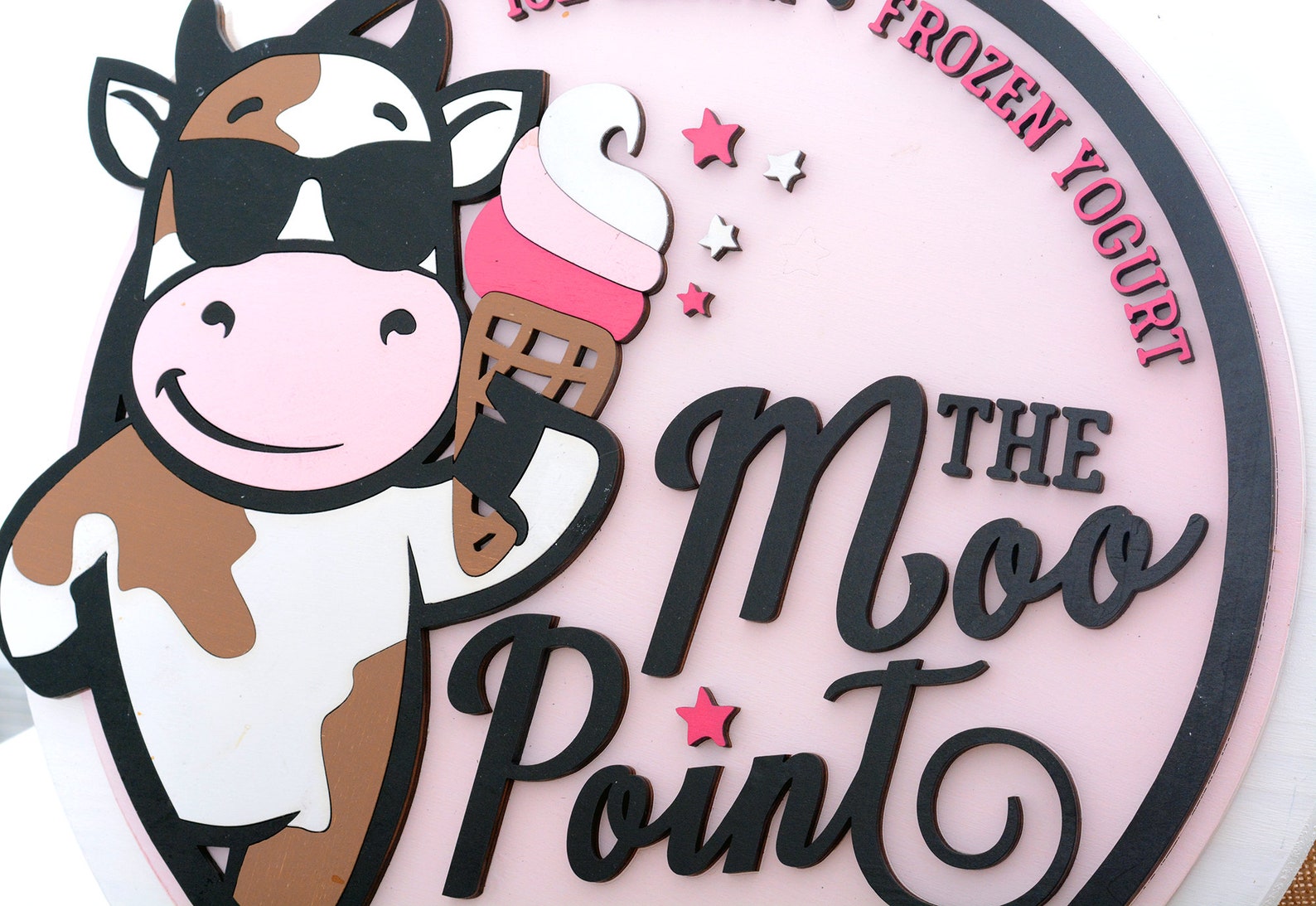 Ice Cream Shop Sign, Custom Business Logo Sign, 3D Raised Wood Logo ...