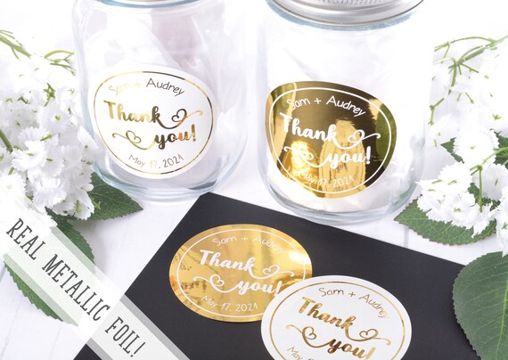 Gold Foil Wedding Stickers, Metallic Sticker Labels, Round Favor Labels ...