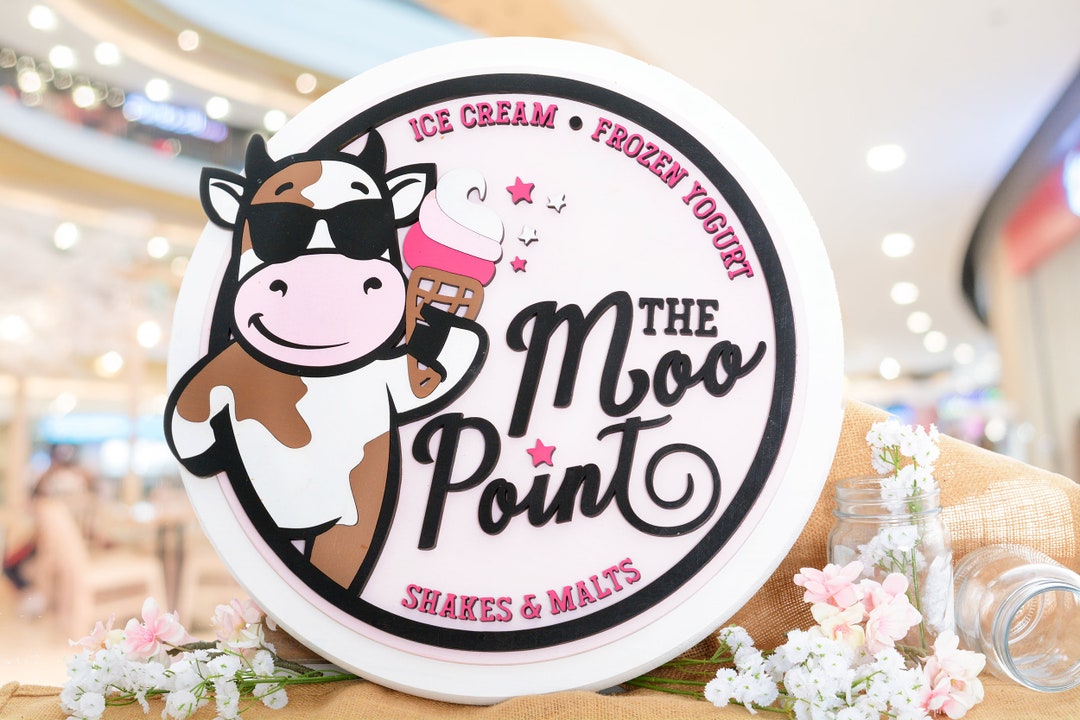 Ice Cream Shop Sign, Custom Business Logo Sign, 3D Raised Wood Logo ...