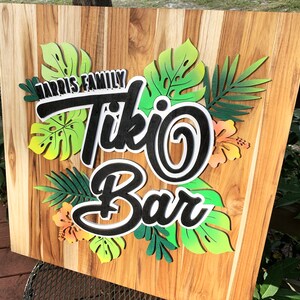 Custom Teak Wood Sign, Tiki Bar Sign, Tropical Themed Sign, Tropical ...