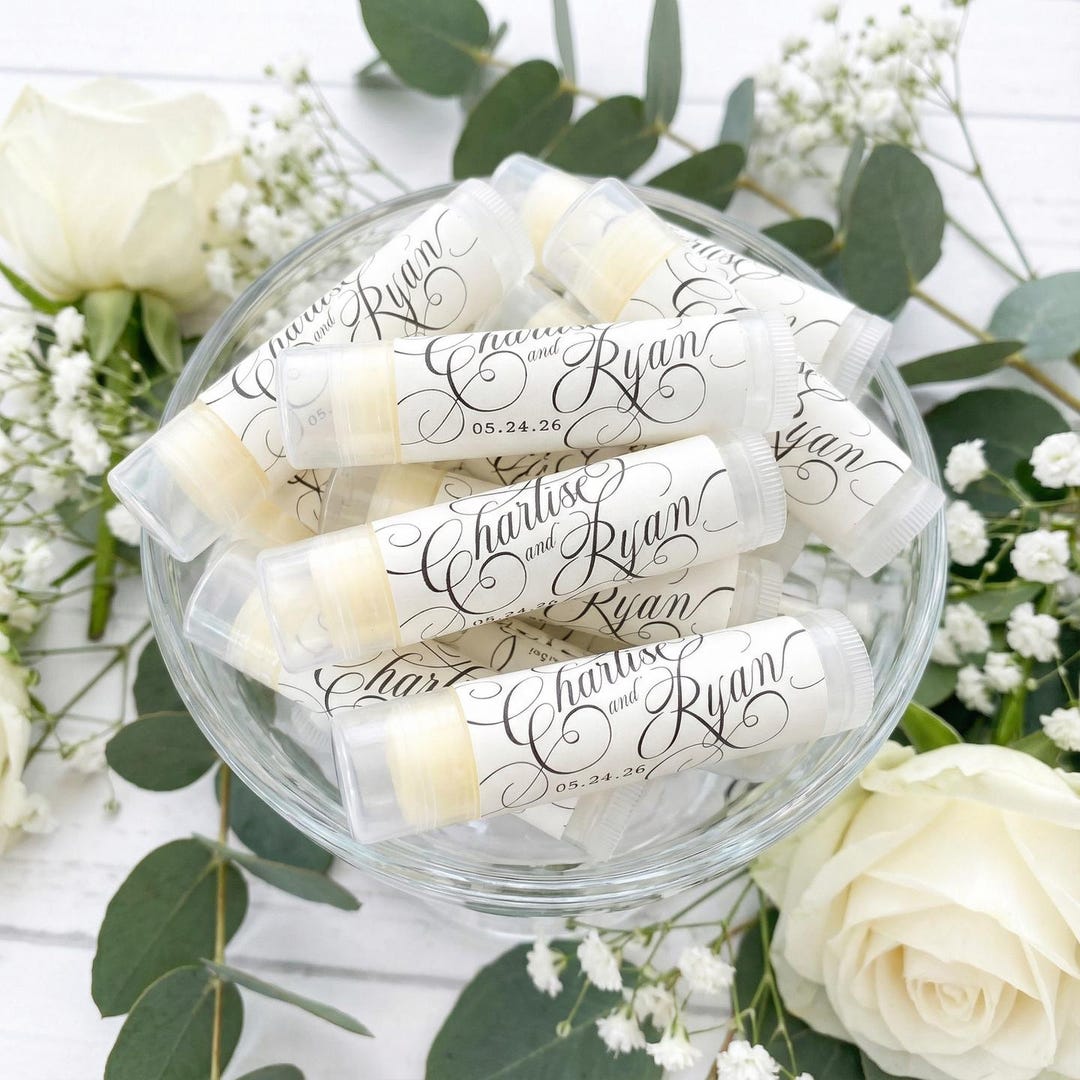Custom Wedding Chapstick Labels, Lip Balm Wrappers, Elegant Wedding ...