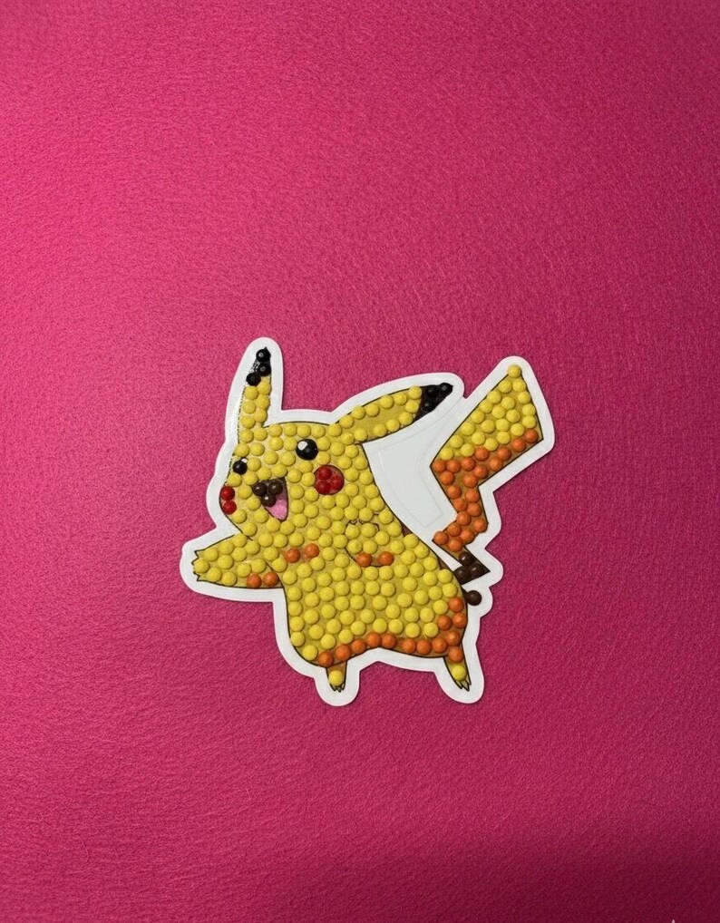 Pikachu 3D Texture Sticker - Sparkly Diamond Art Style Pokémon Decal - Etsy