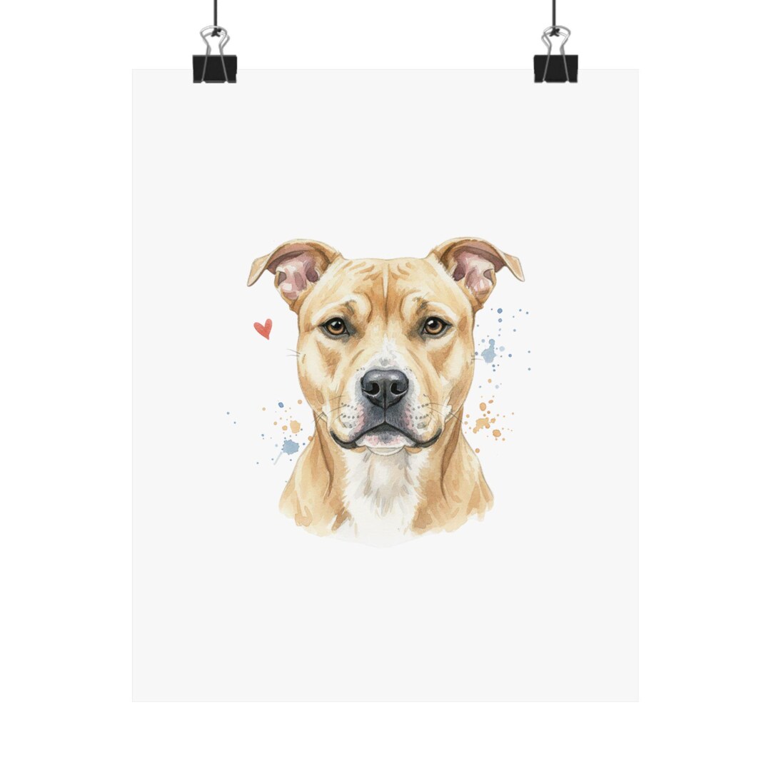 Pit Bull Portrait Matte Poster | Watercolor Dog Art, Vertical Print - Etsy