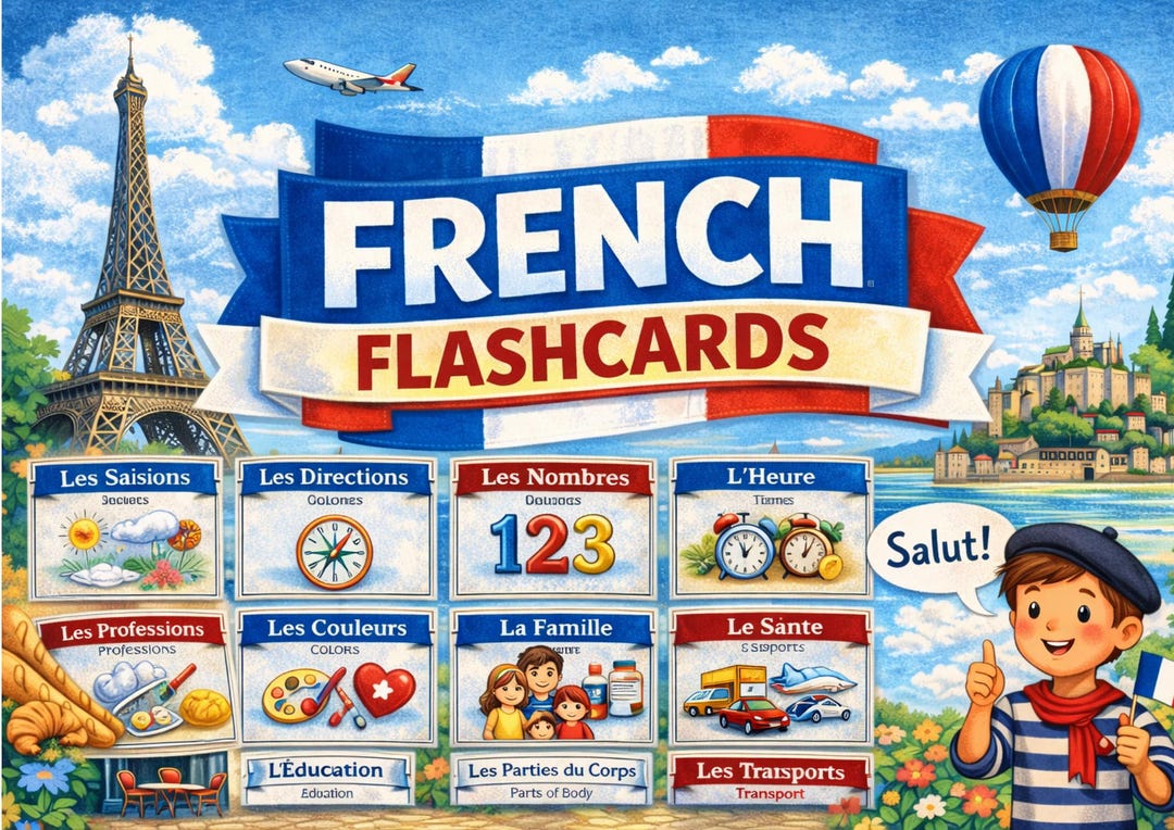 French Vocabulary Flashcards 2 | A1-A2 Beginner-level | 150+vocabulary ...