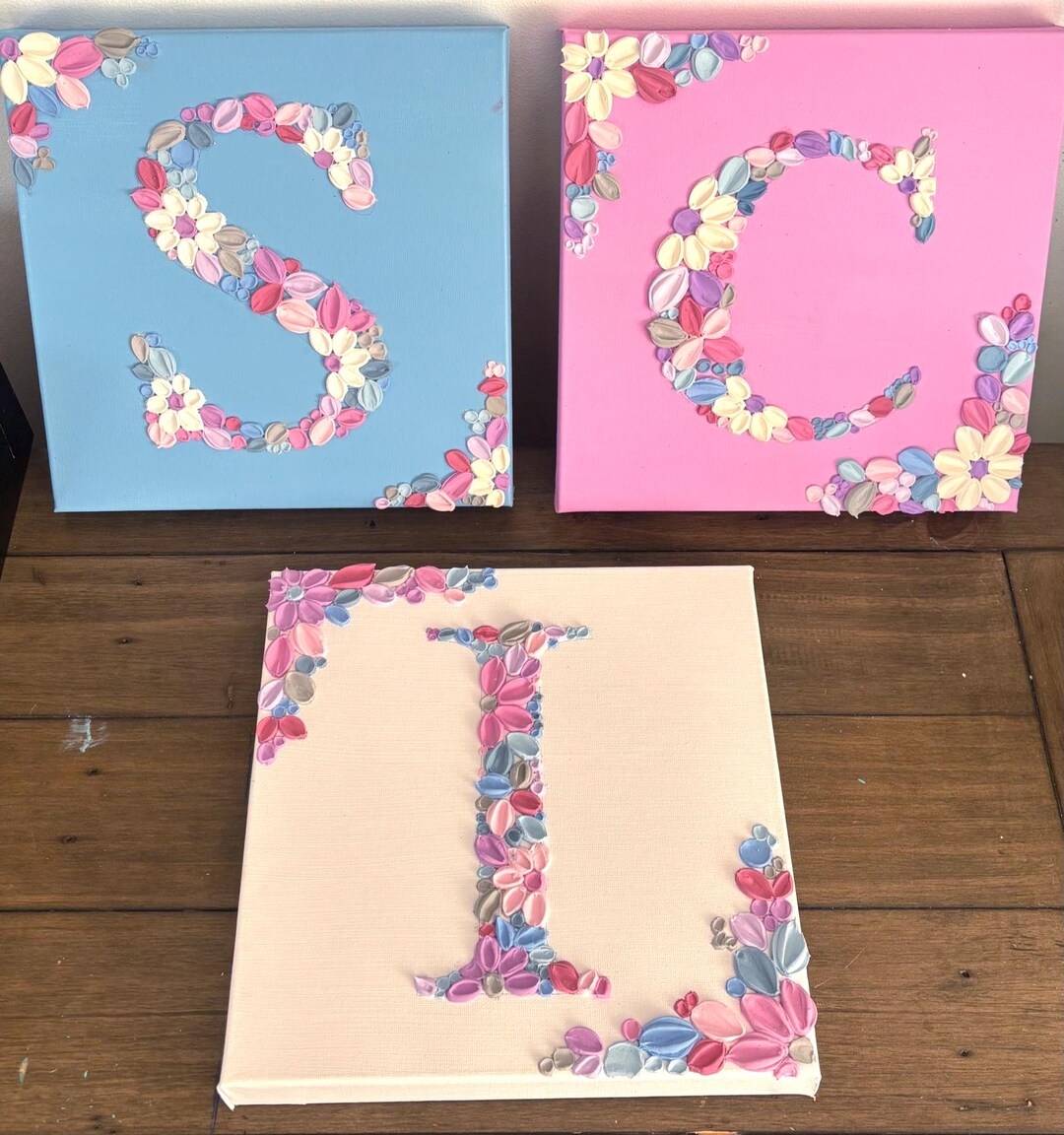 Textured Floral Letter Piece - Etsy