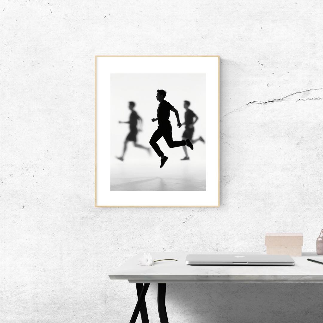 Frozen Motion Run – Black and White Human Movement Time Slice Art ...
