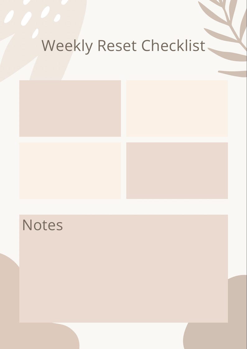 Weekly Reset Checklist | Minimalist Home Planner (instant Download) - Etsy