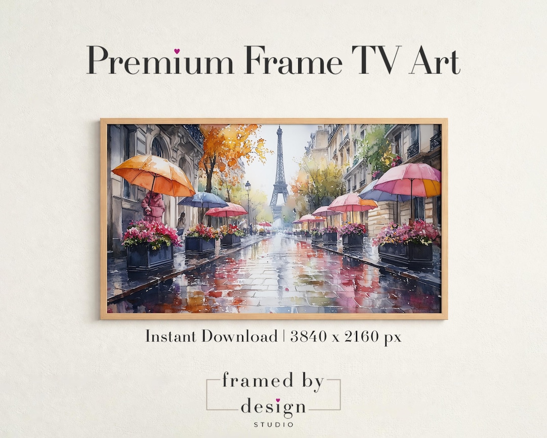 Rainy Paris Street Scene Frame TV Art - Romantic Paris Art for Samsung ...