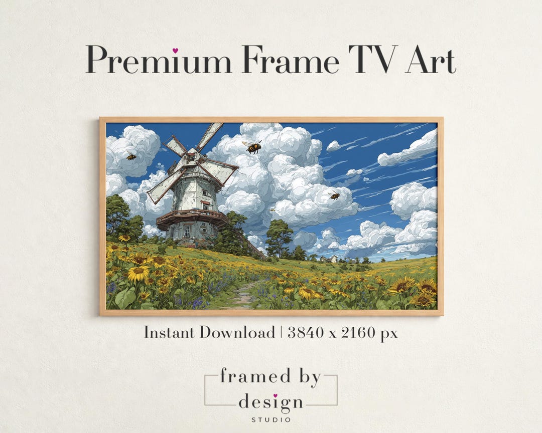 Sunflower Windmill Landscape Frame TV Art - Spring Pastoral TV Art ...