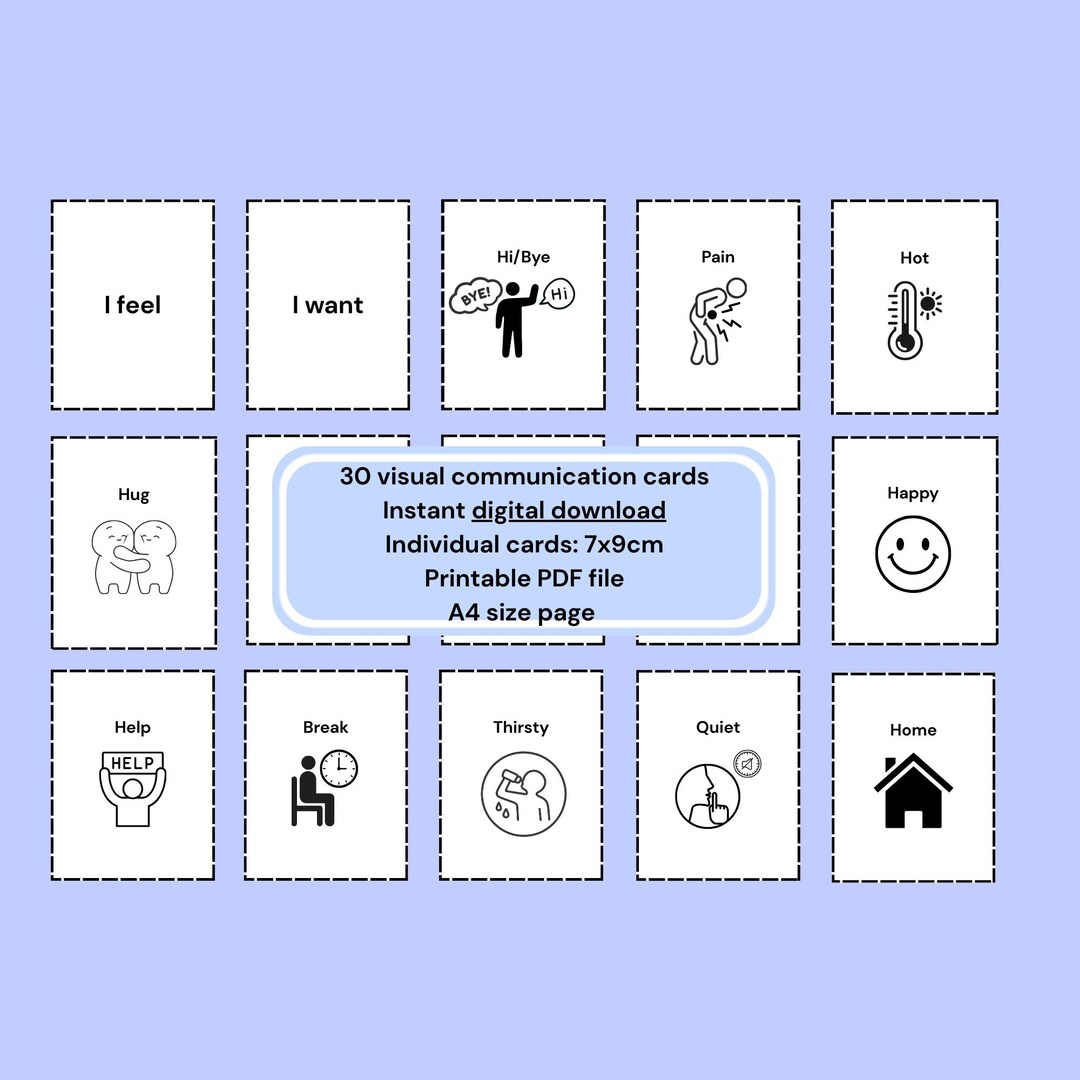 Printable Communication Cards for Non Verbal Adults | Visual Supports ...