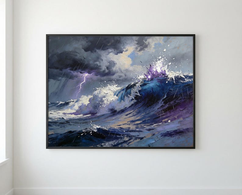 Impasto Ocean Wave Oil Painting - Dramatic Nautical Seascape Art - Etsy