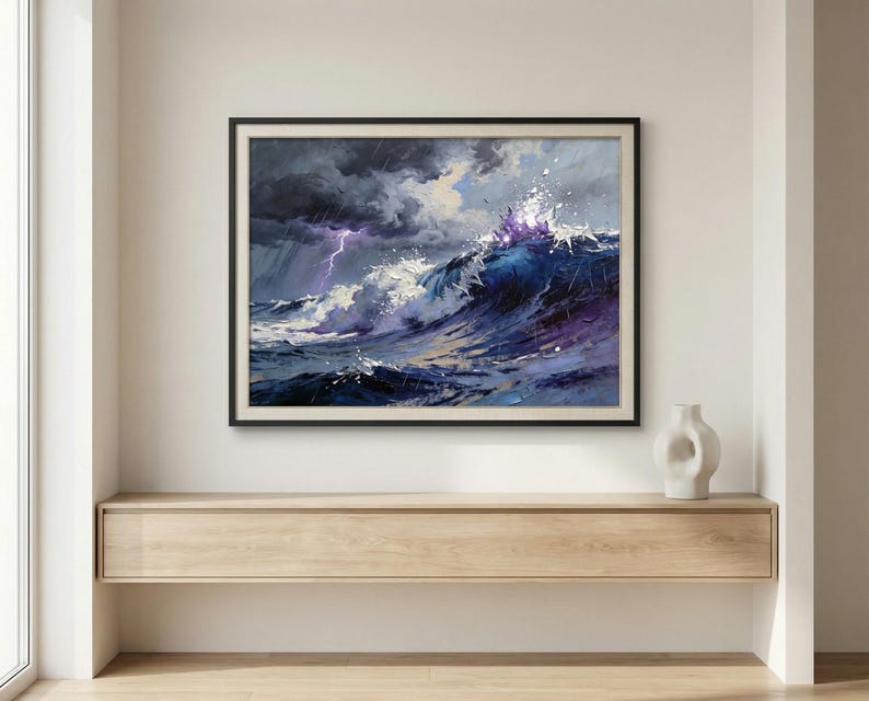 Impasto Ocean Wave Oil Painting - Dramatic Nautical Seascape Art - Etsy