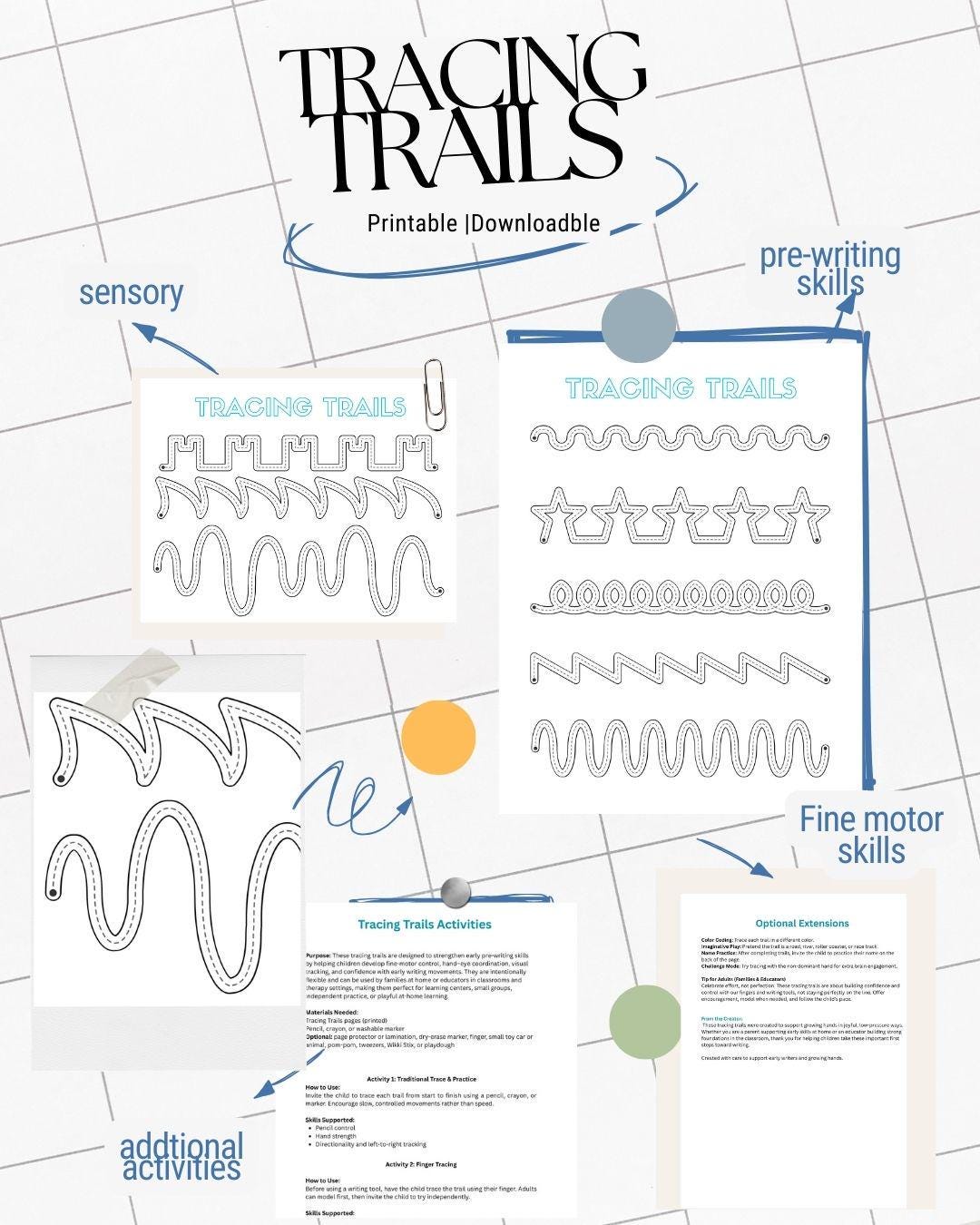 Tracing Tails | Pre-writing Skills Activity - Etsy