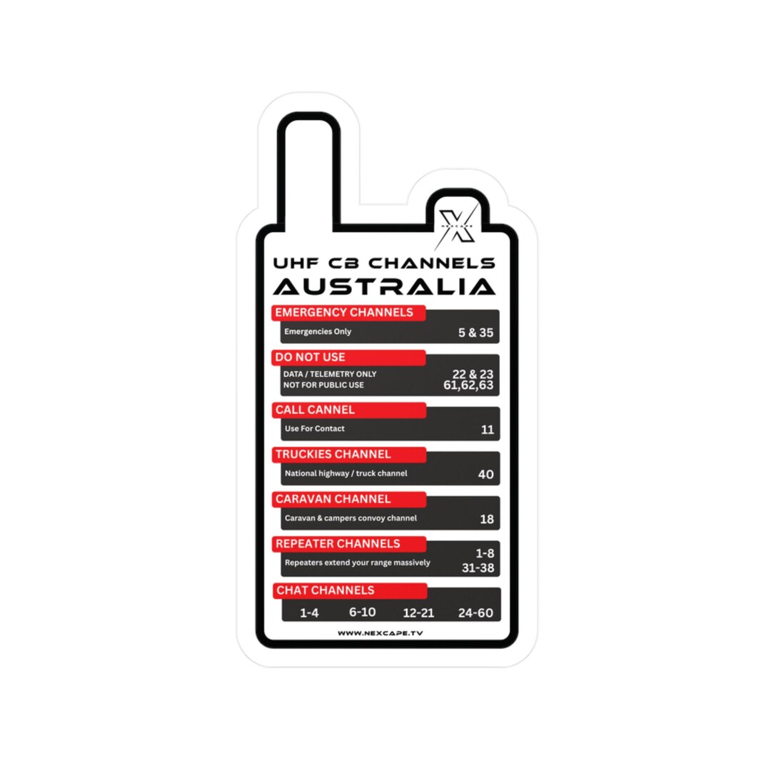 UHF CB Channels Australia Decal Kiss-cut Vinyl Decal | Radio Channel ...