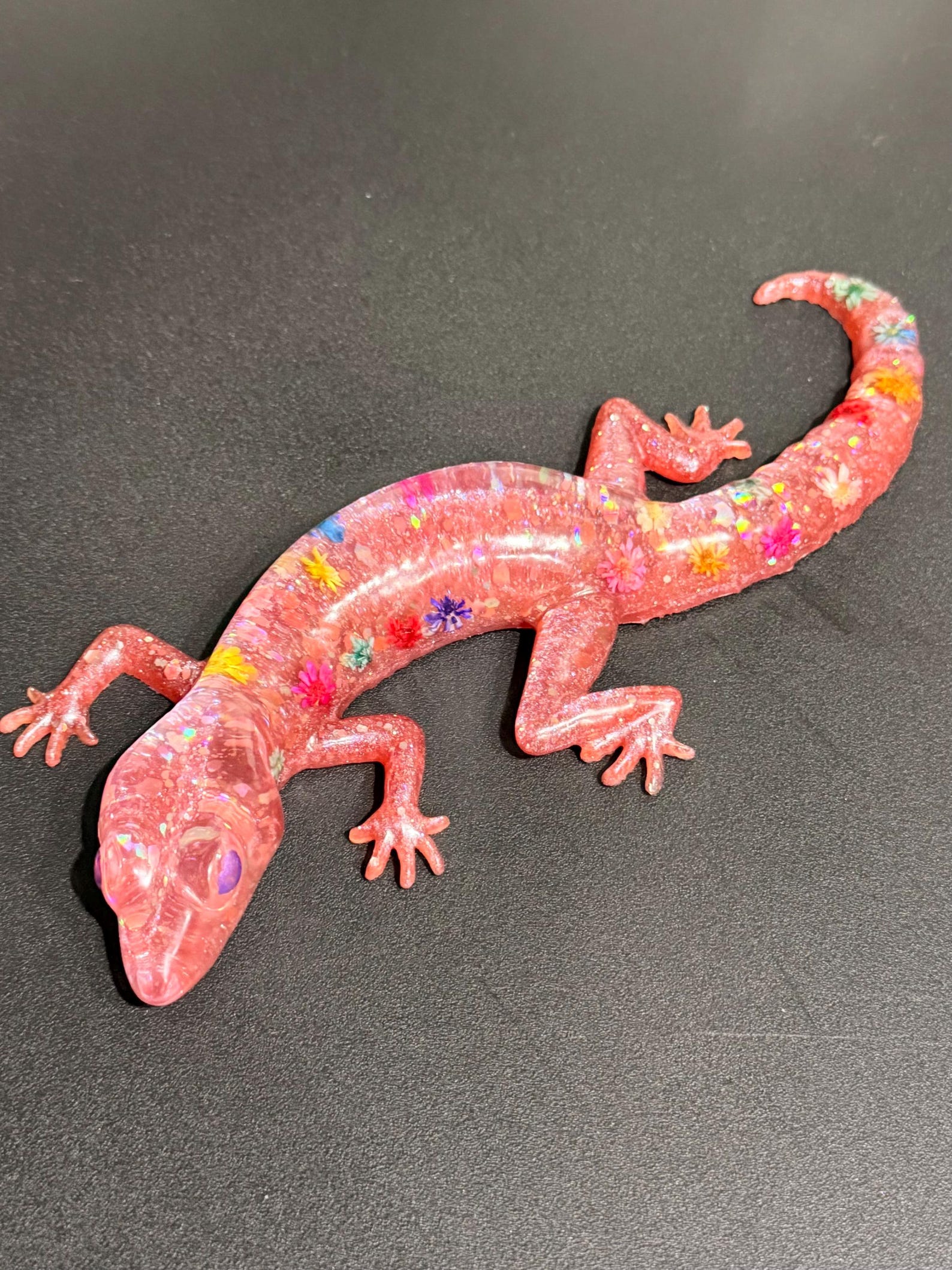 Pink Large Lizard Resin With Dried Flowers - Etsy