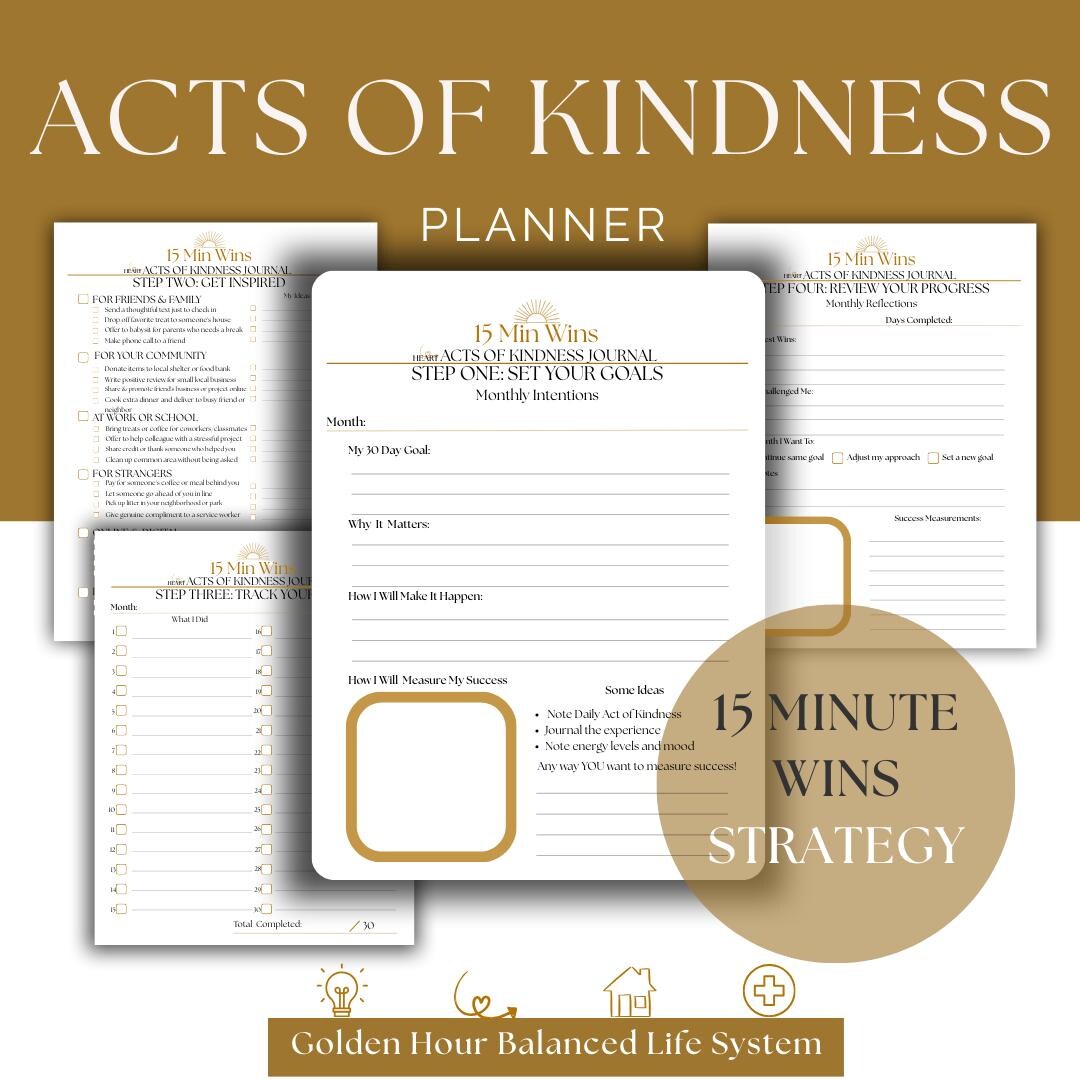 Acts of Kindness Tracker Printable | Daily Kindness Journal & Gratitude ...