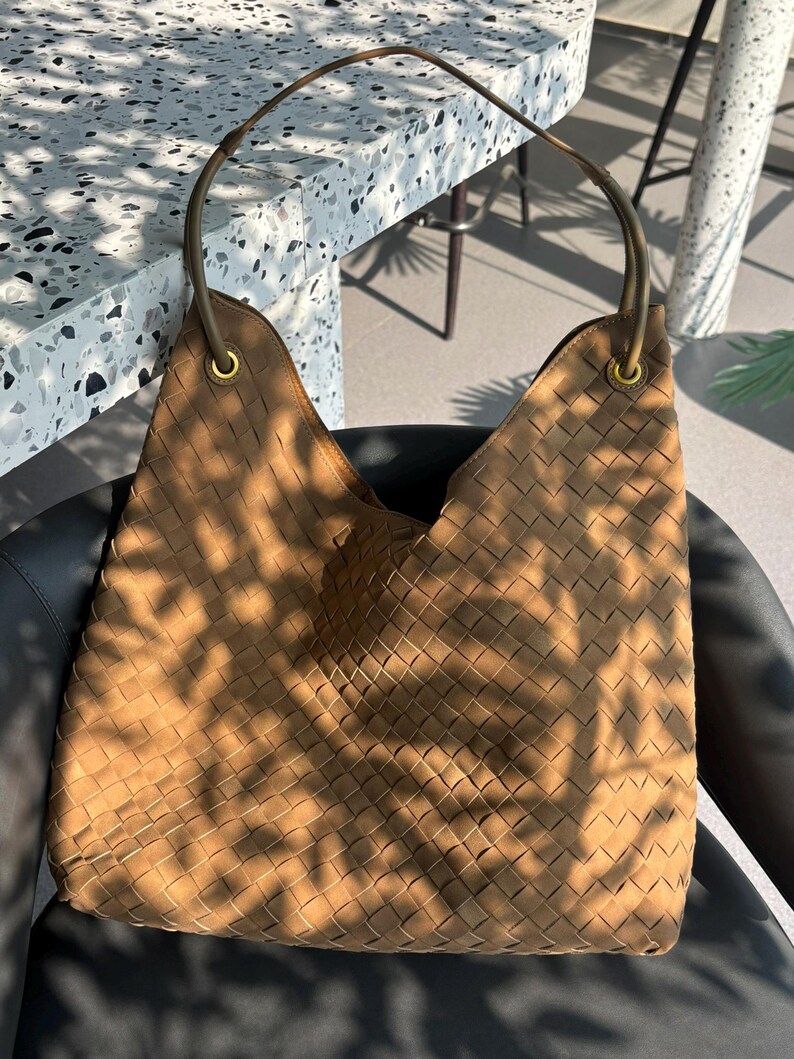 Woven Faux Suede Hobo Bag, Large Slouchy Tote, Daily Shoulder Bag,soft ...