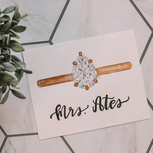 Personalized Watercolor Engagement Ring Portrait 8x10 - Etsy