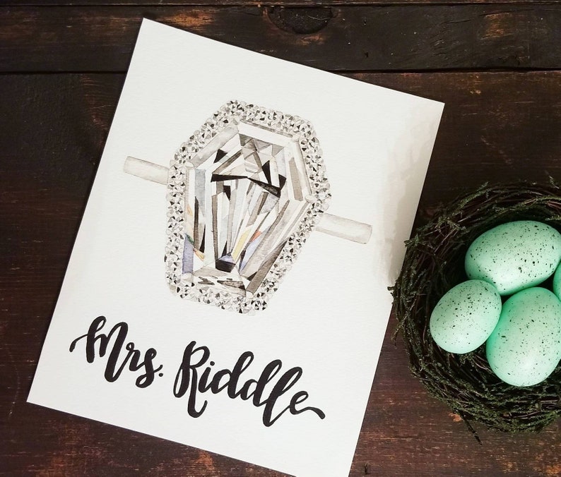 Personalized Watercolor Engagement Ring Portrait - Etsy