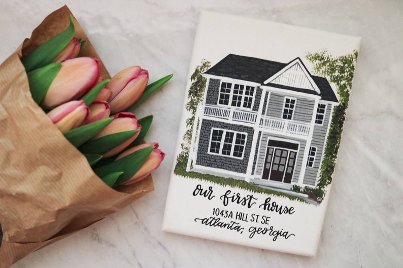 Custom HAND PAINTED House Portrait Closing Gift First Home - Etsy