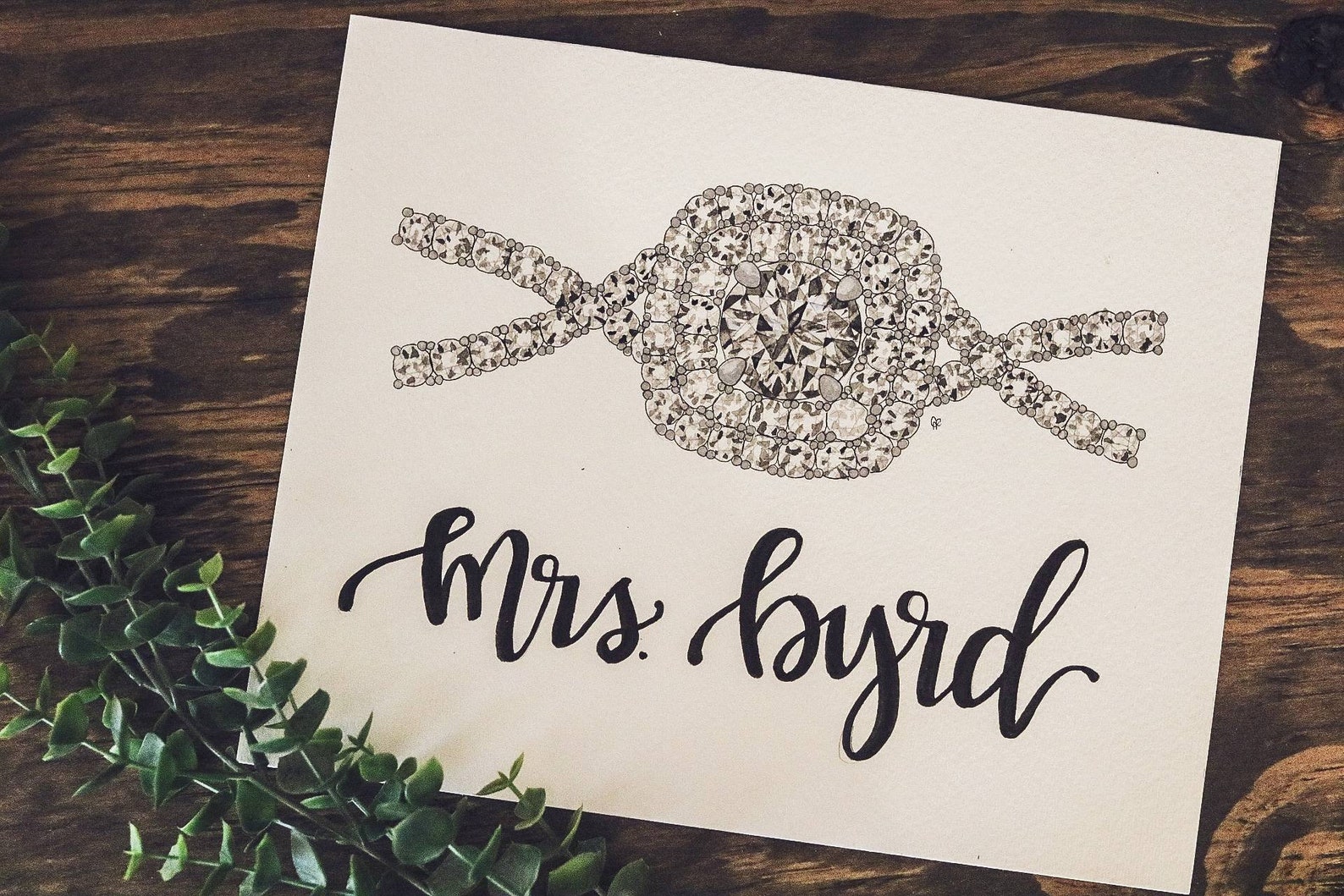 Personalized Watercolor Engagement Ring Portrait - Etsy