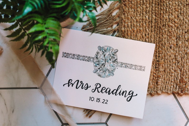 Personalized Watercolor Engagement Ring Portrait - Etsy