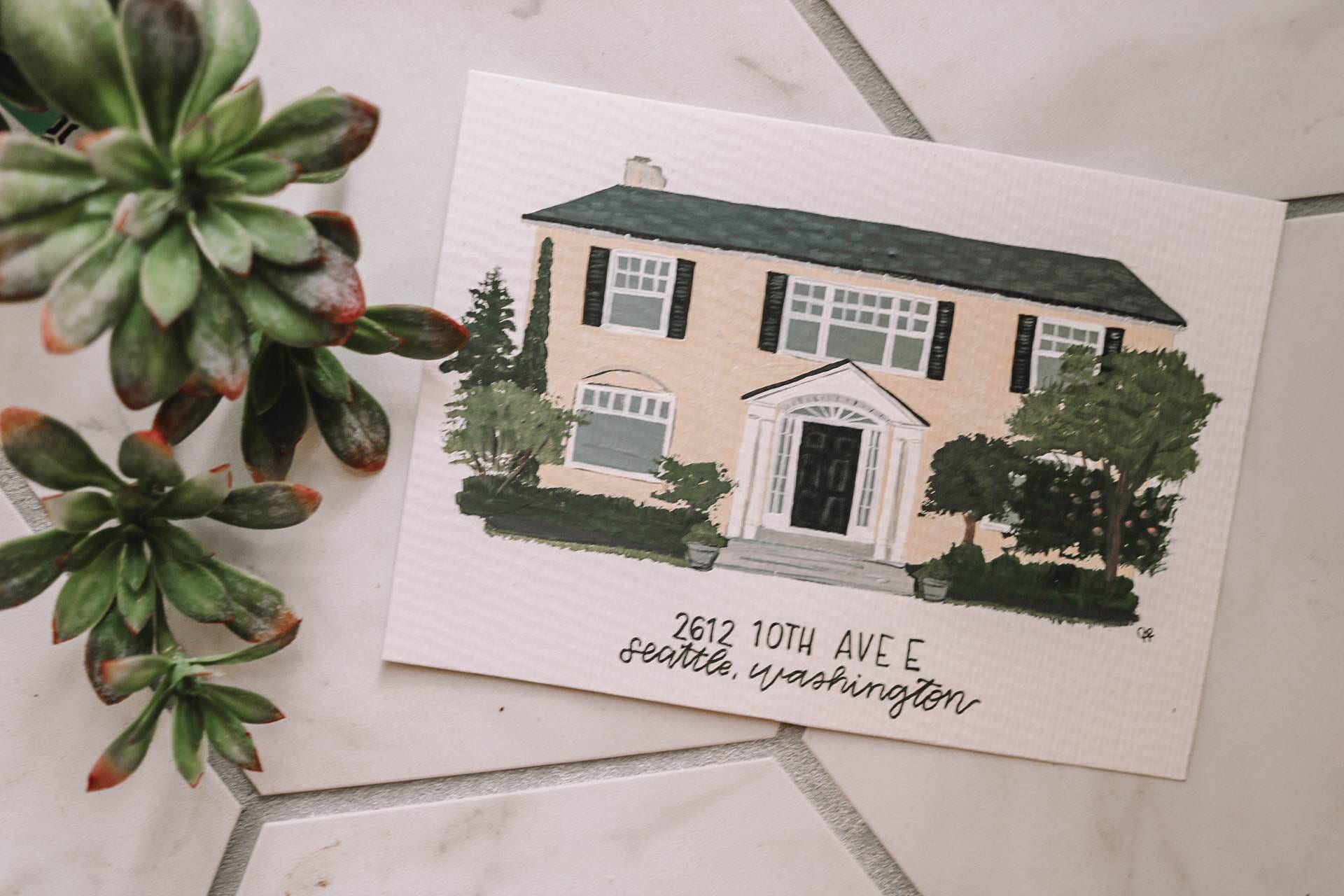 Custom HAND PAINTED House Portrait, Closing Gift, First Home