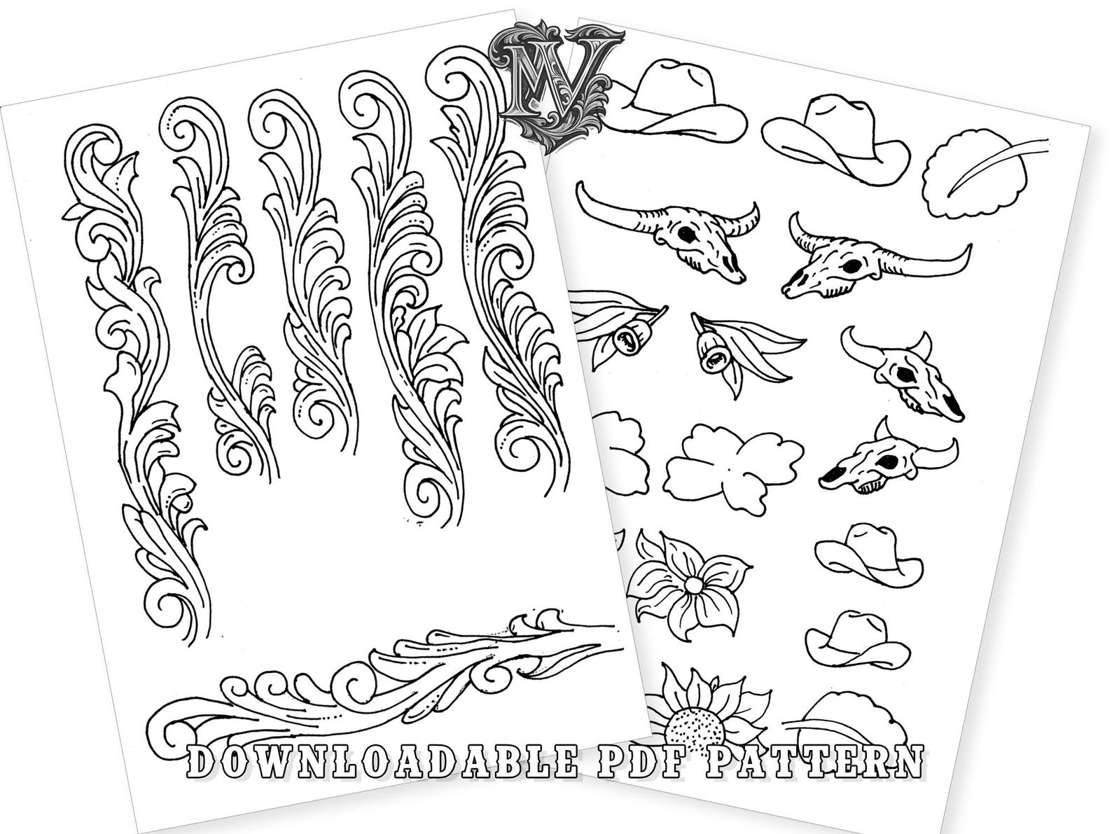Modular Leather Belt Tooling Pattern PDF | Hand-designed Scroll Pattern ...