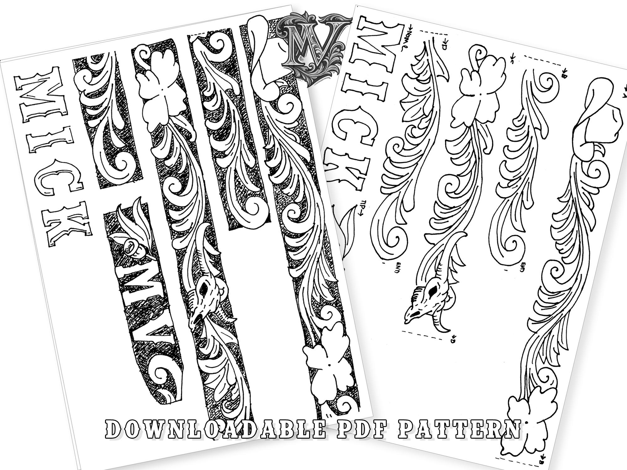 Modular Leather Belt Tooling Pattern PDF | Hand-designed Scroll Pattern ...