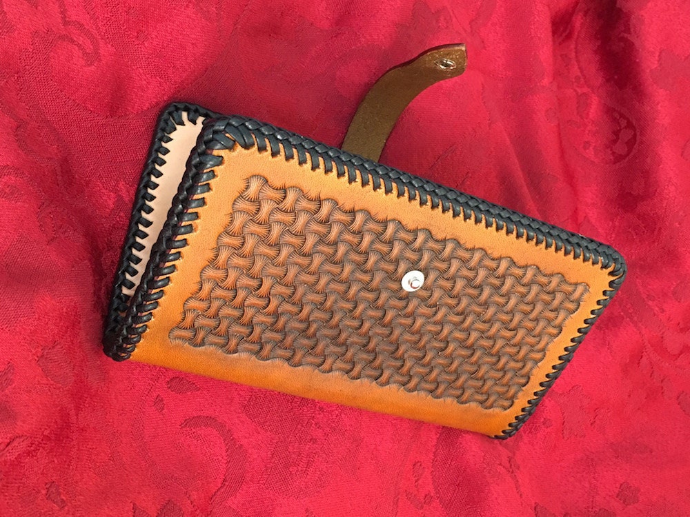 Handmade Women's Leather Pocketbook With Basketweave Design and All ...