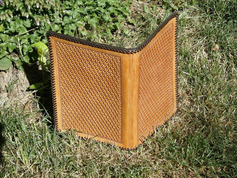 Handmade 5x8 Refillable Leather Notebook With Basket Stamping and ...