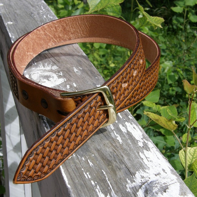 Stamped Leather Belt - Etsy