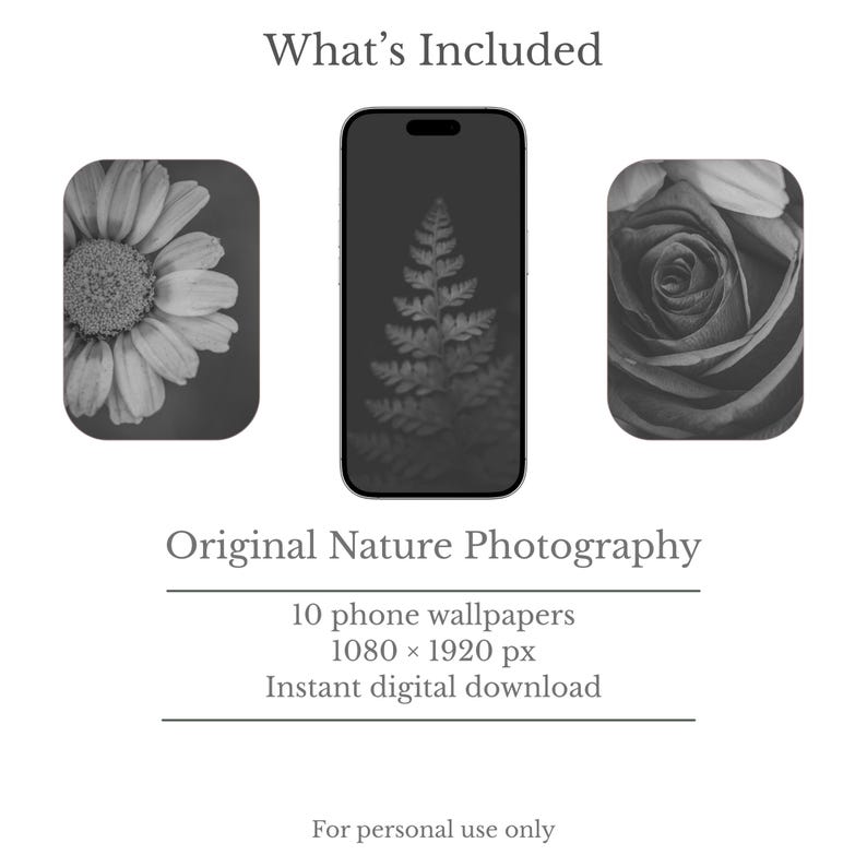 Black and White Botanical Phone Wallpapers – Elegant Minimal Nature ...