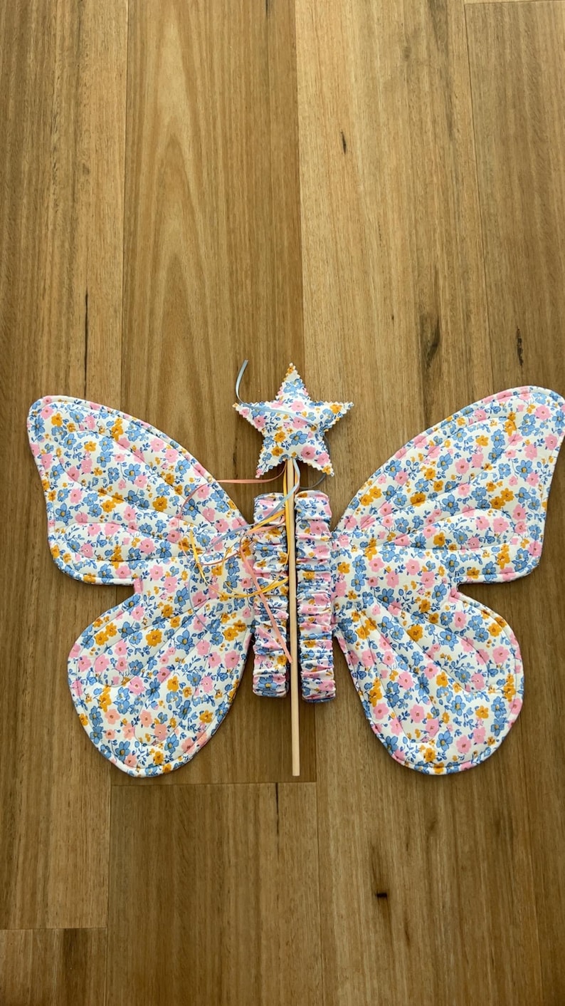 Bluebell Breeze Fairy Wings & Wand Set | Floral Quilted Costume for ...