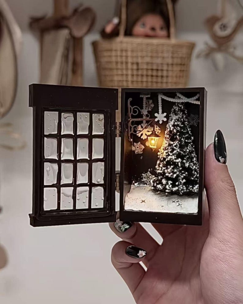 Mini Christmas Window Diorama Box - Lighted Winter Scene Decor - Etsy