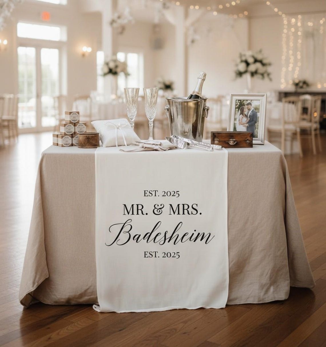 Personalized Wedding Table Runner, Custom Mr & Mrs Name, Anniversary ...