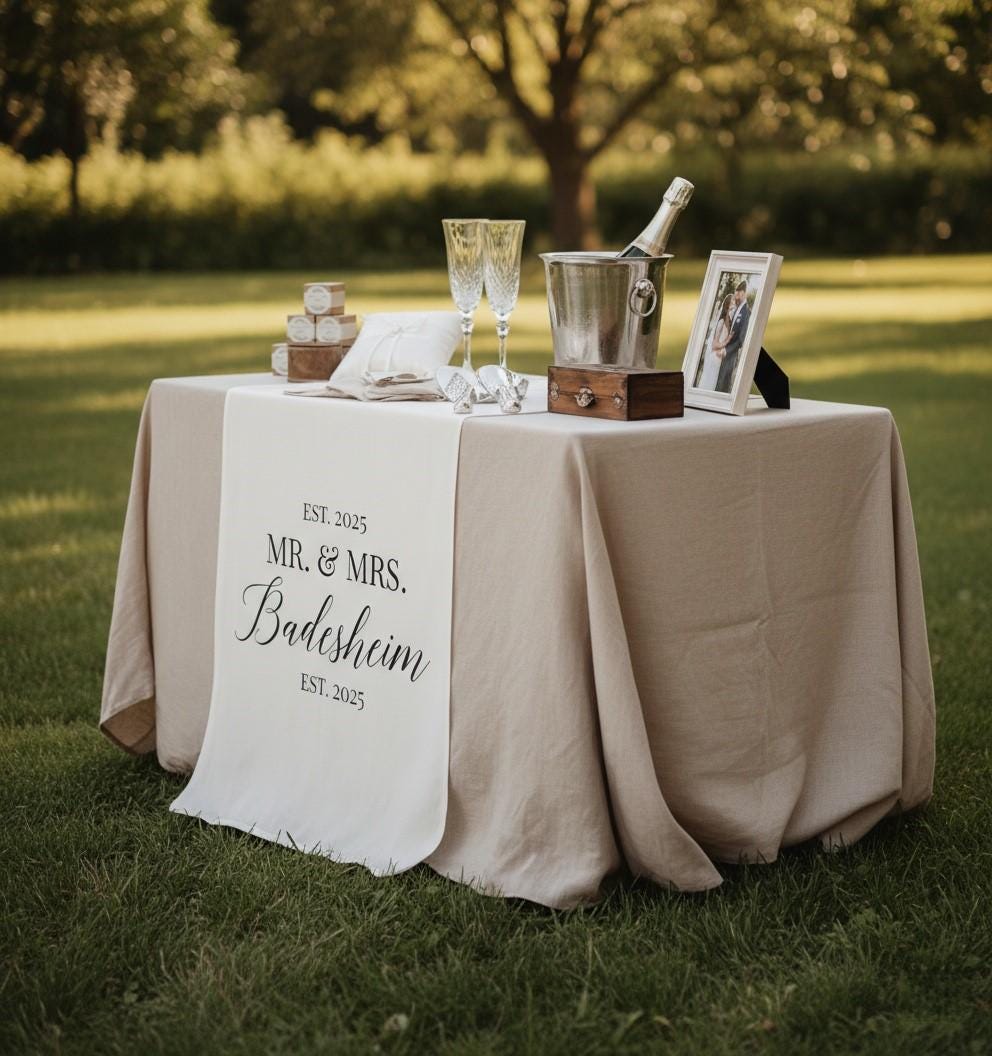 Personalized Wedding Table Runner, Custom Mr & Mrs Name, Anniversary ...