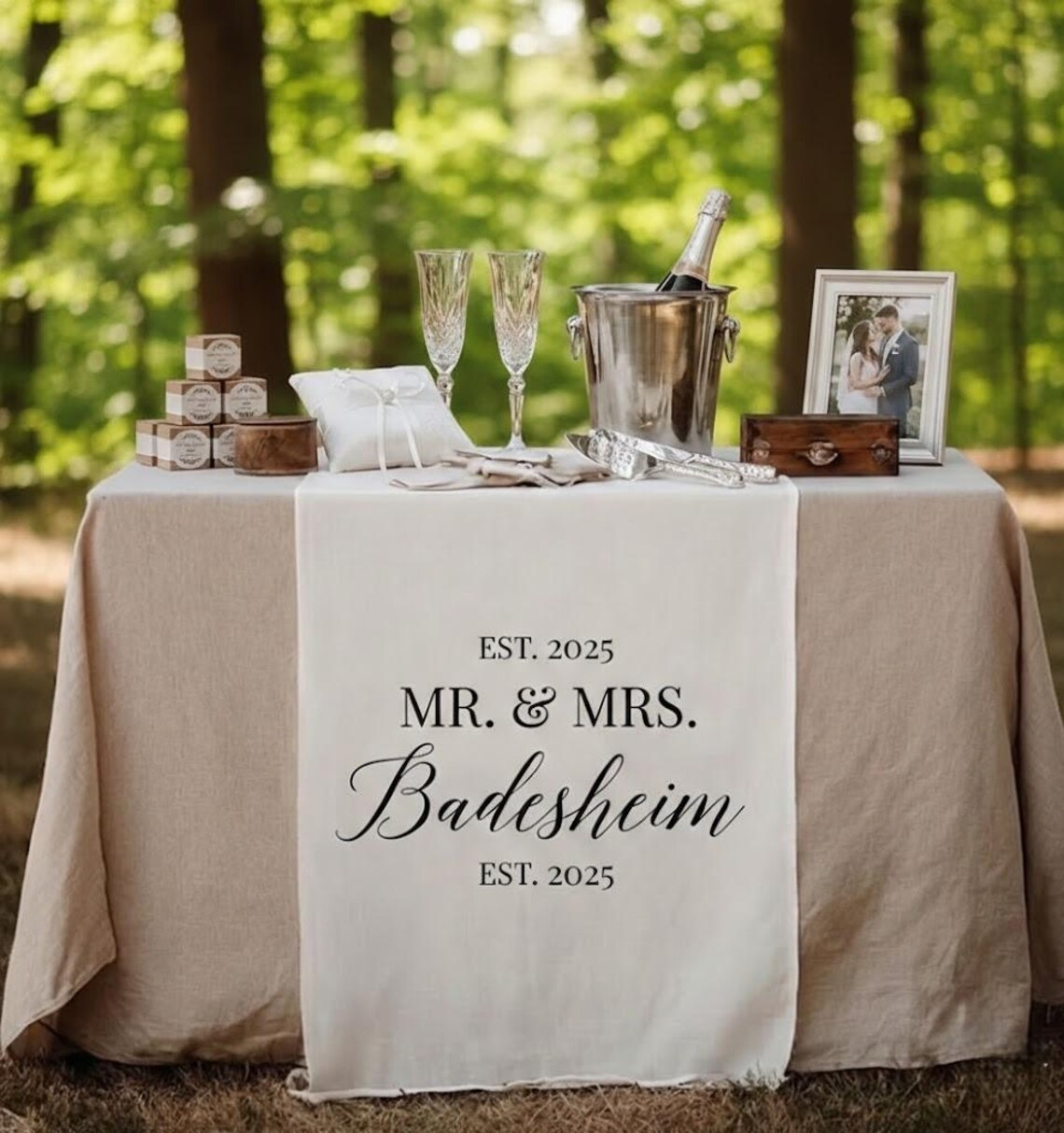 Personalized Wedding Table Runner, Custom Mr & Mrs Name, Anniversary ...