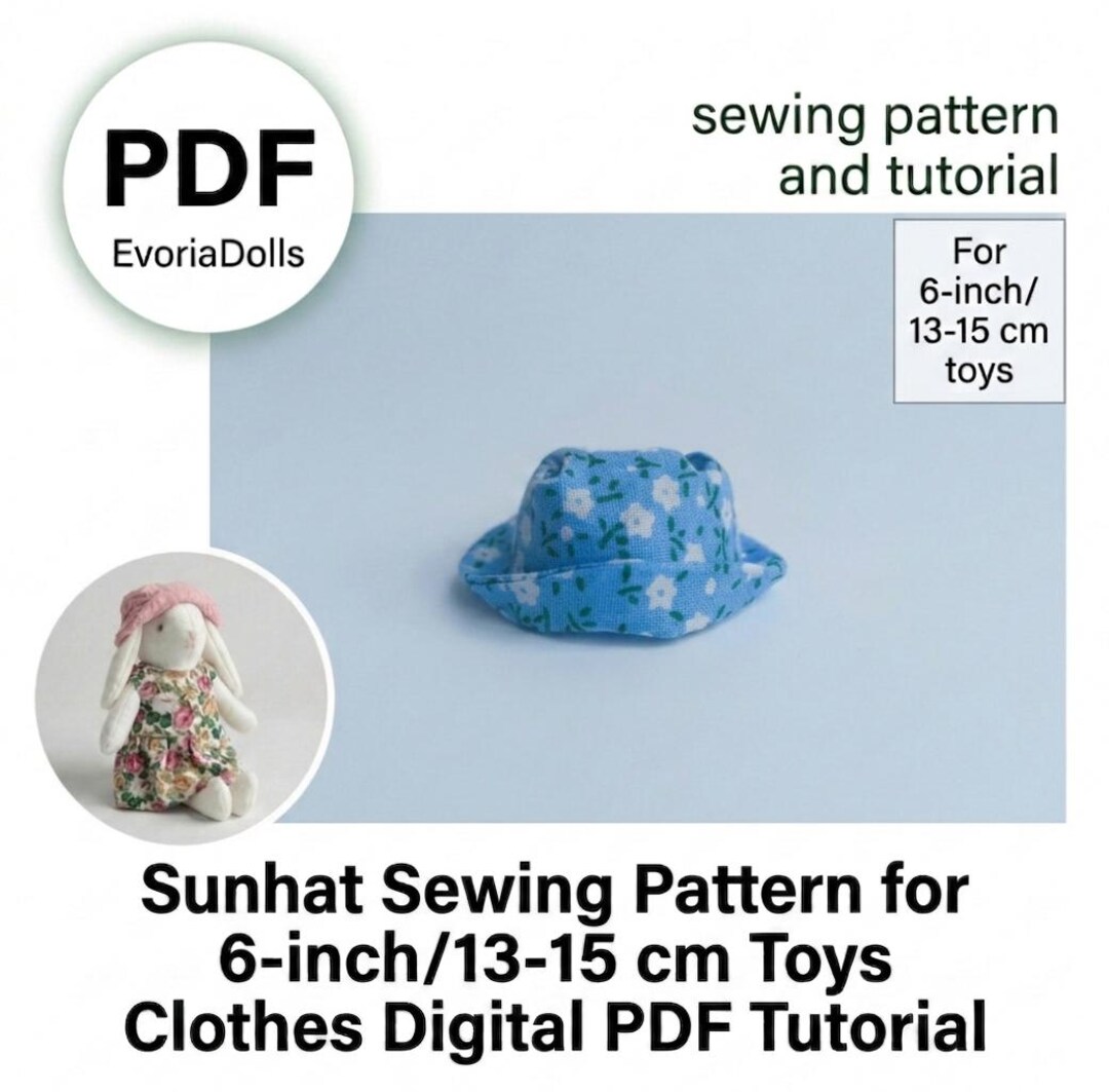 Mini Sun Hat PDF Sewing Tutorial and Pattern for Dolls Similar Toys ...