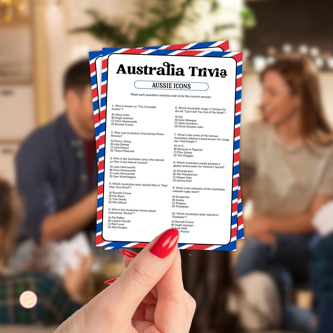 Australian Icons Trivia Game Printable | Instant Download - Etsy